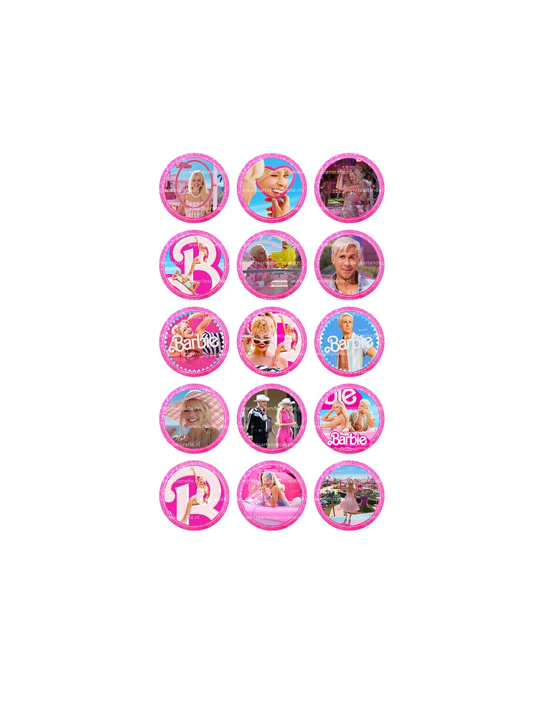 DIY Taarttopper Barbie Movie Rond 5cm